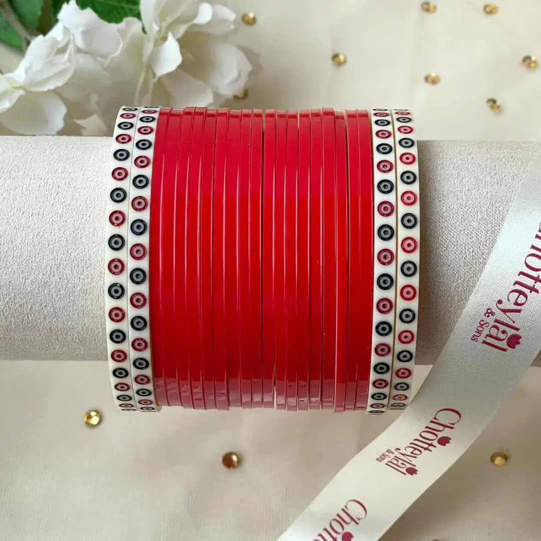 Pure Pearl Red Chooda Set of 21 – Chotteylal & Sons – Chotteylal and Sons